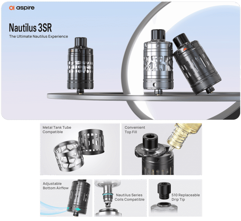 Aspire Nautilus 3SR Tank 4ml 24mm Silver - VaperBG.com