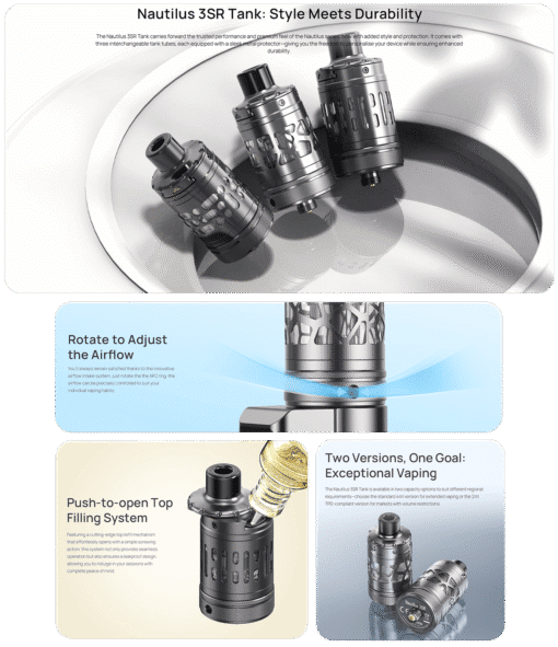 Aspire Nautilus 3SR Tank 4ml 24mm Silver - VaperBG.com