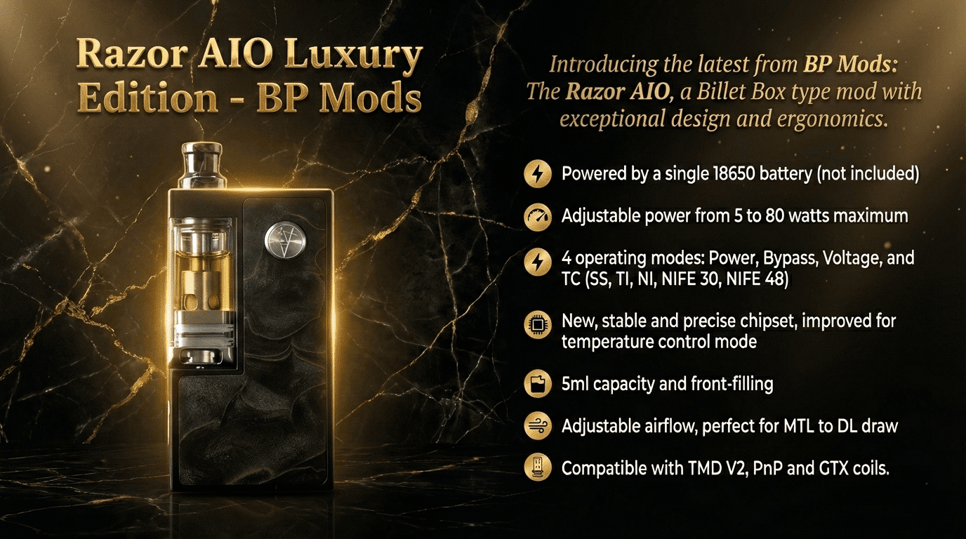 BP Mods Razor AIO 80W Luxury Edition 18650 Black | VaperBG.com